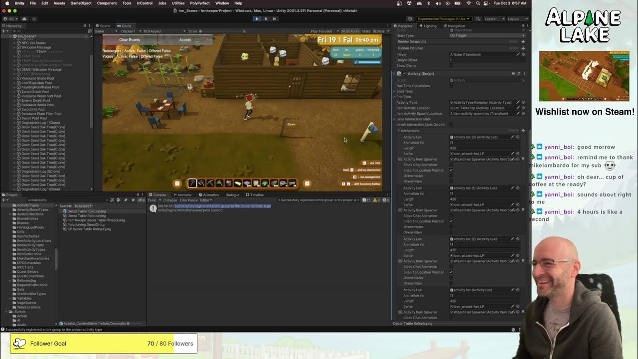 2023-10-03 VOD | Character Customization Part 8 | Alpine Lake | Game Dev Unity - YouTube