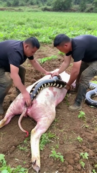 The python strayed into the pig farm. - YouTube