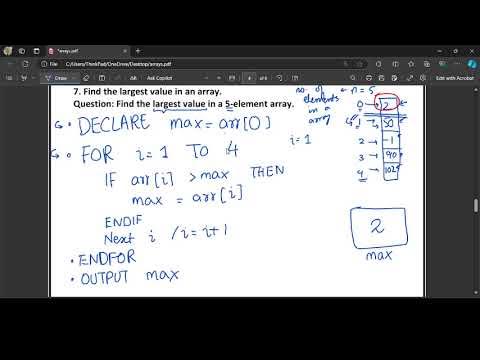 19. Finding Largest Element in 1D Arrays | Easy Questions Solved with Step-by-Step Explanations ...