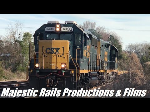 CSXT 6433 GP40-2 & 2325 Road Slug Leads A Long String of DODX Flats W/5379 ES40DC On The Rear ...