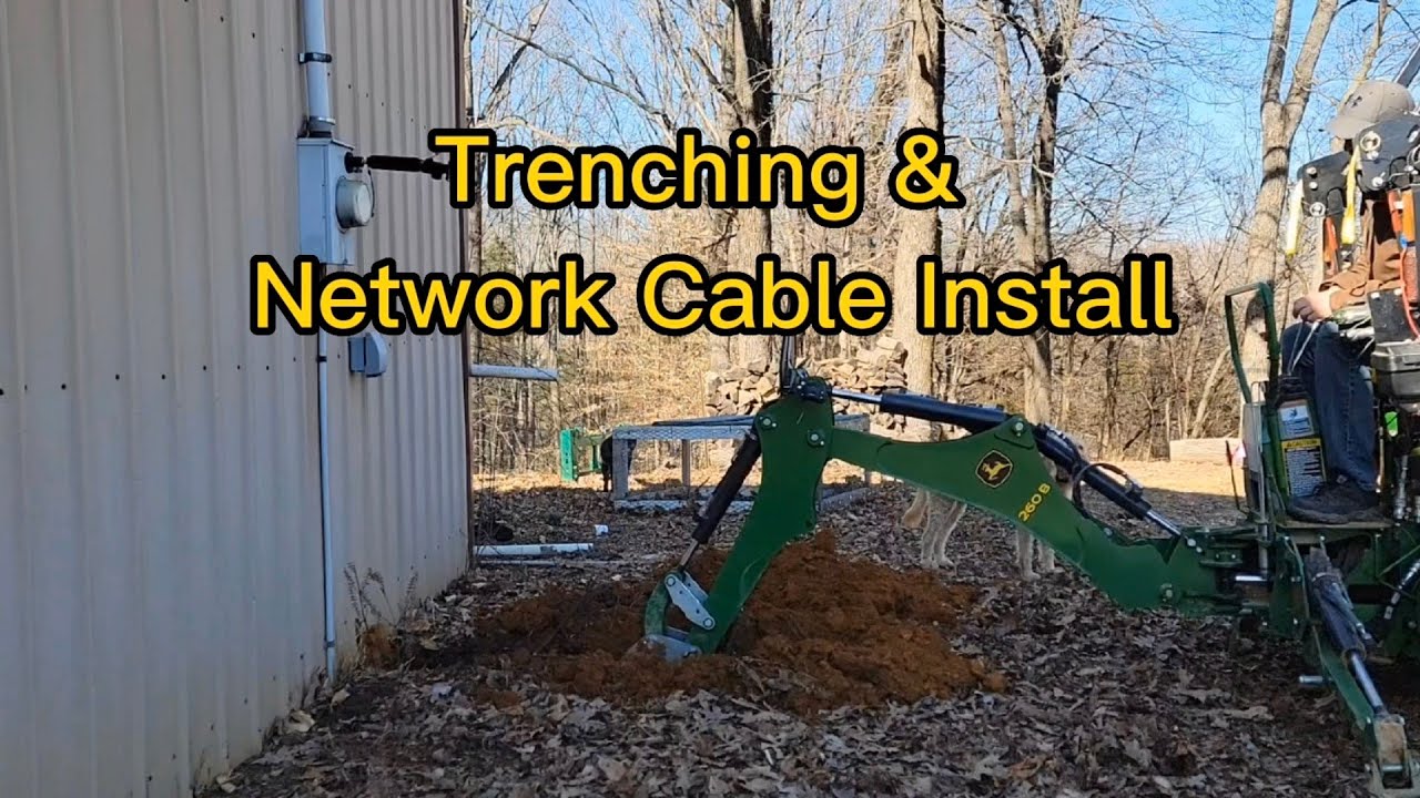 1025R Digs A Trench For Network Cable Install - YouTube