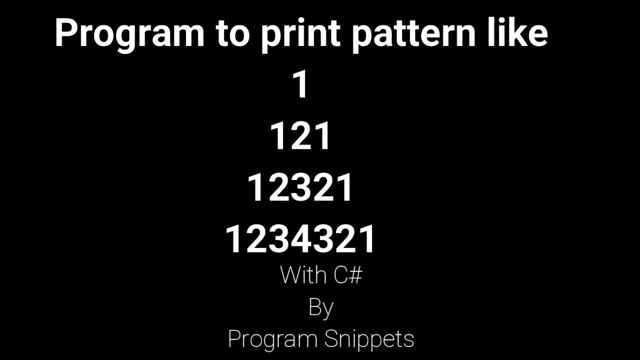 Program To Print Pattern With C# - YouTube