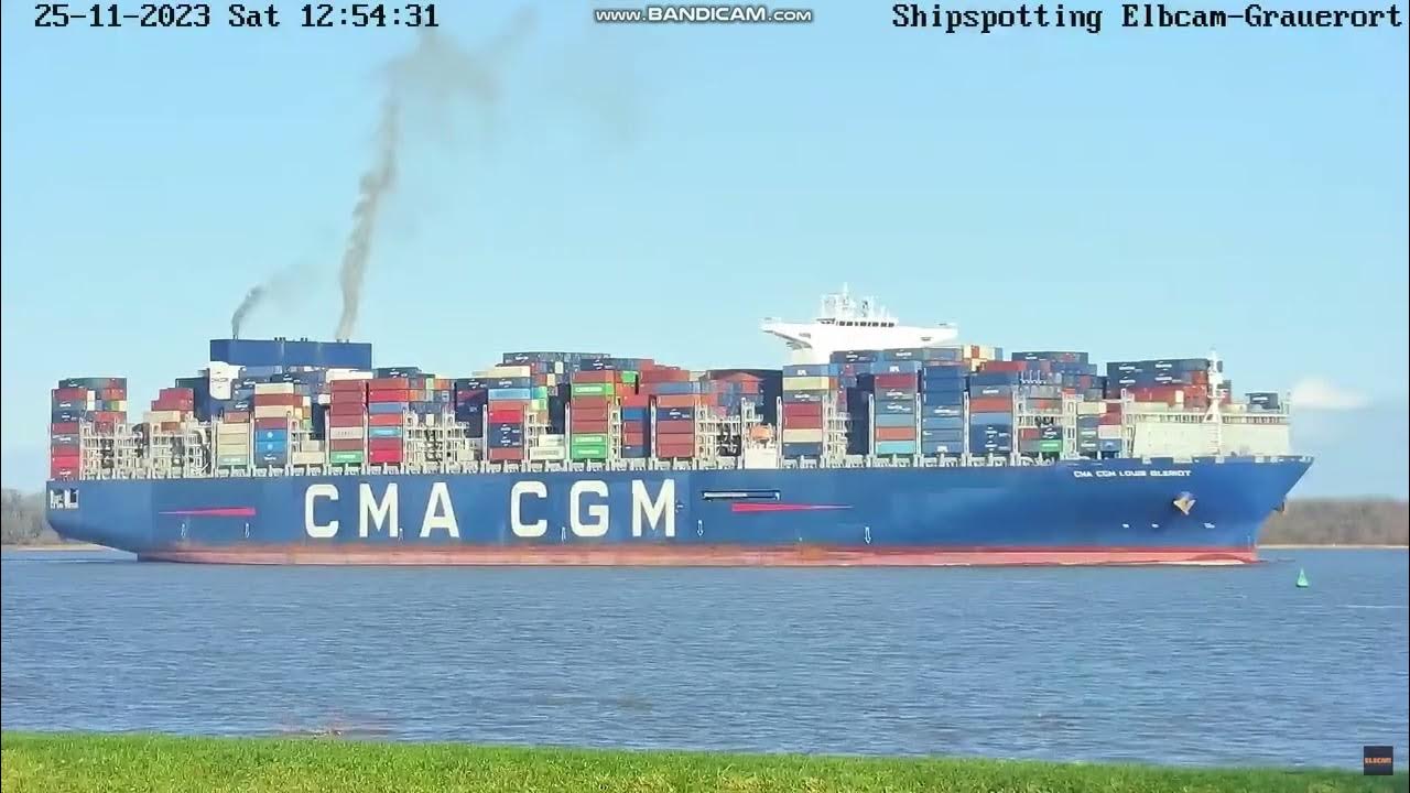 CMA CGM LOUIS BLERIOT Imo: 9776432 Tiefe: 11.7m L&B: 400 x 59 m LE HAVRE --) HAMBURG 25.11.2023 ...
