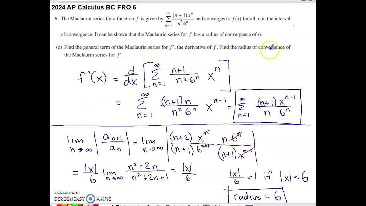 2024 AP Calculus BC Free Response Question #6 - Series - YouTube