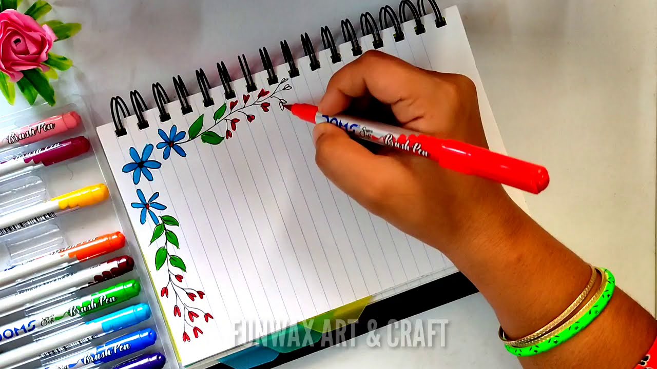 Beautiful Page Border designs | Notebook front cover decoration ideas ...