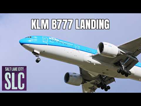 ✈️ [SLC] Beautiful KLM B777-200 landing using 3 cameras! - Salt Lake City Utah Planespotting
