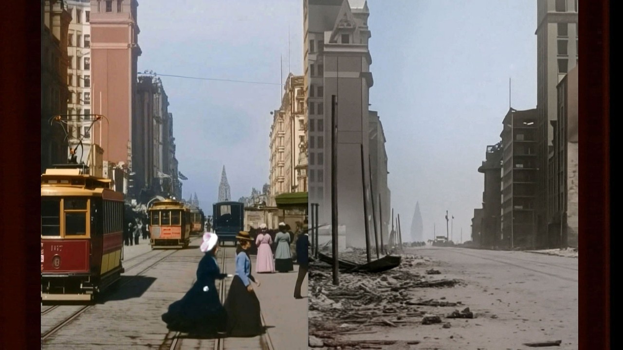 San Francisco Earthquake Before & After | 1906 Film Restored to Life ...