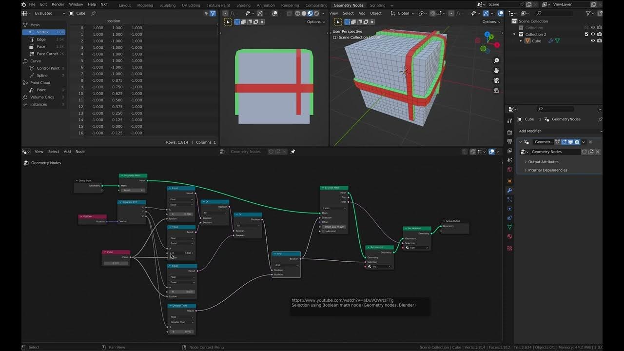 Blender 3.3 : Geometry Nodes in Action : Using Boolean Math for Selecting - YouTube