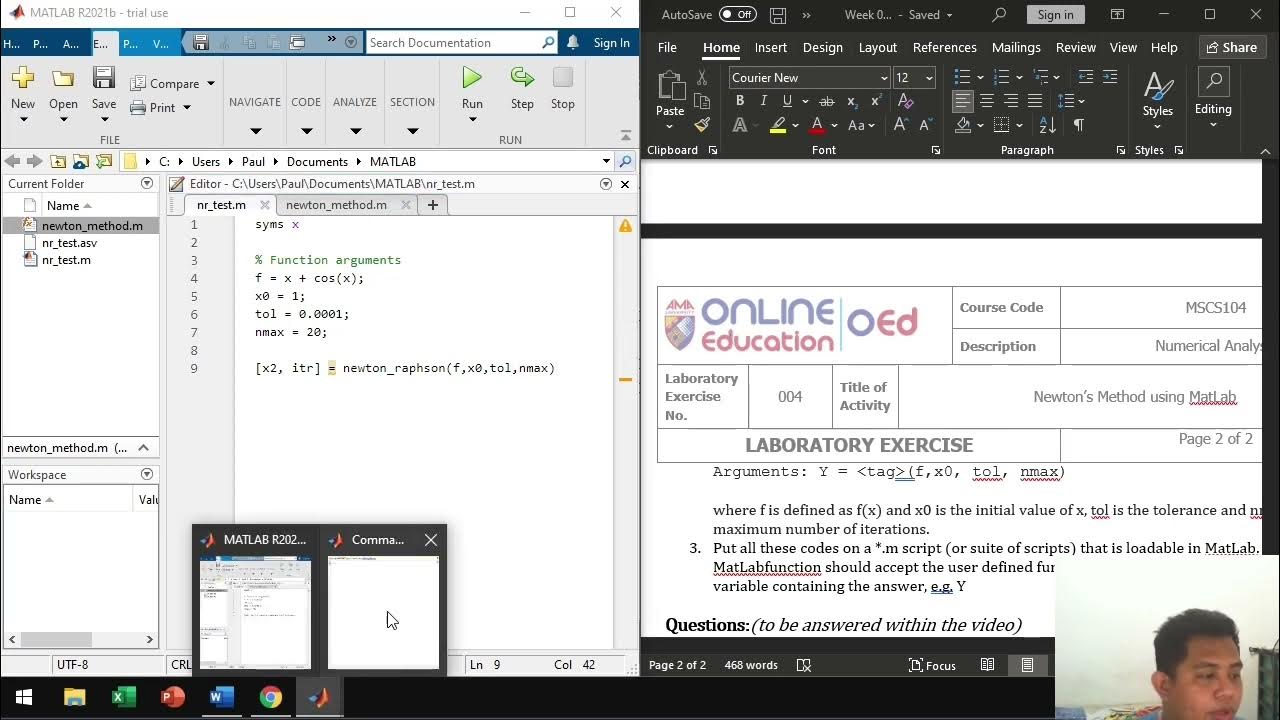 Newton-Raphson Method using MATLAB | Numerical Methods - YouTube