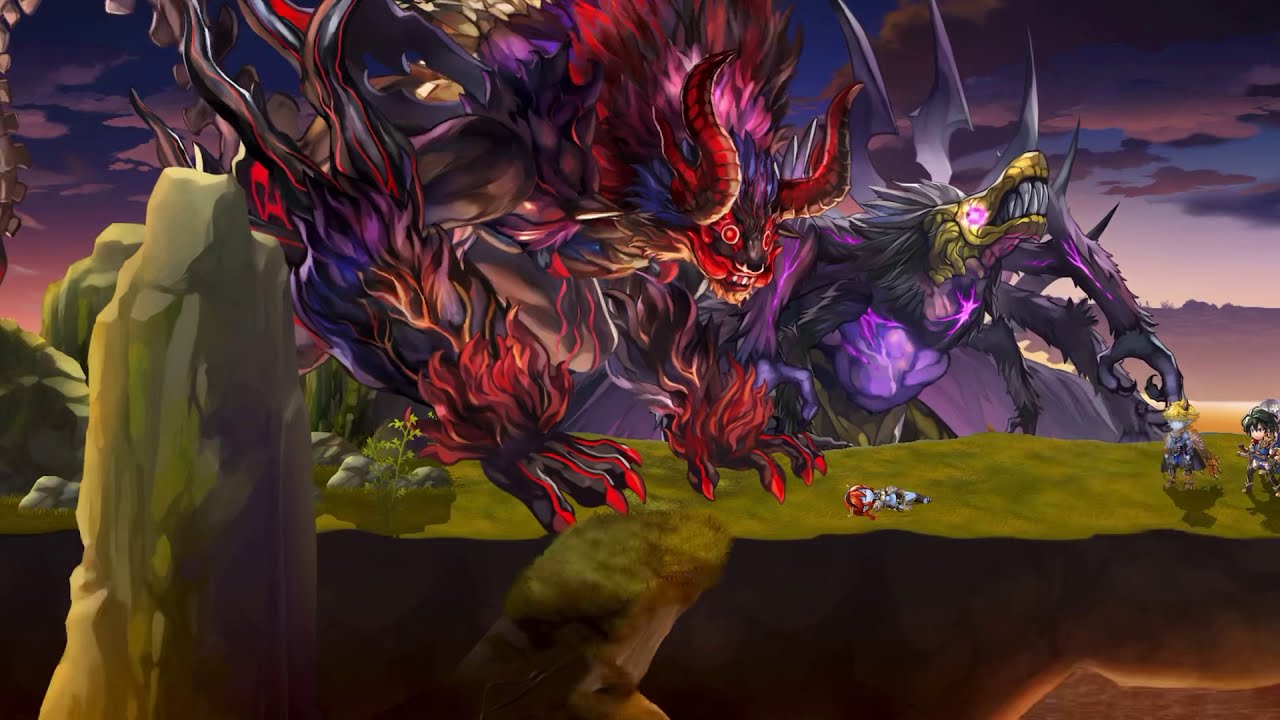 Another Eden - Berserk Beast King & Berserk Beast Neo Anguirus boss ...