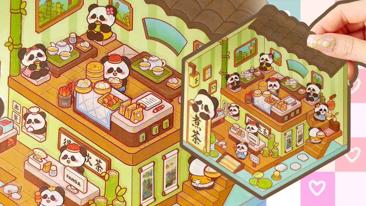 [ASMR] DIY Building the Cutest Panda Tea House | Cozy & Relaxing 3D ...