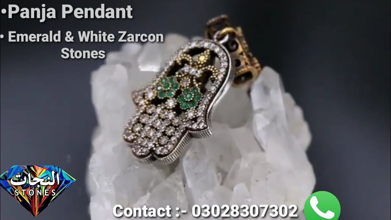 Panja Pendant || Panja in silver || Chandi ka panja || Emerald or White ...