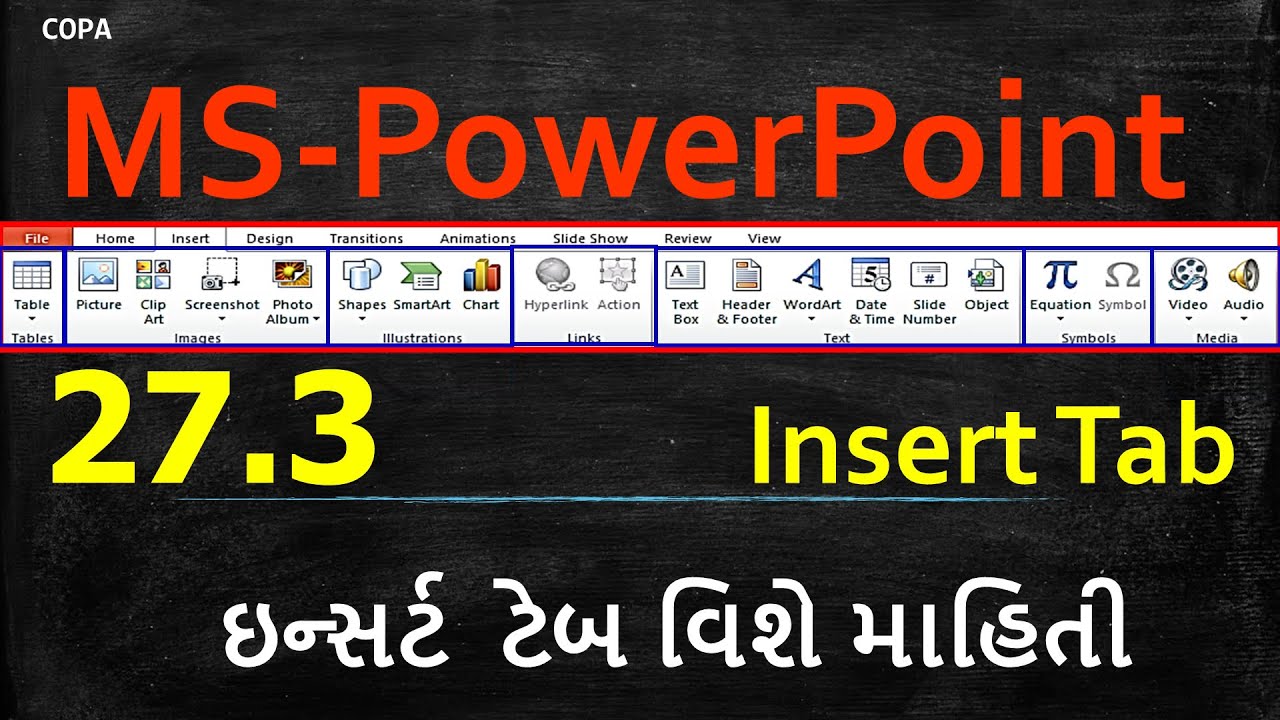 #T27.3 : COPA : MS PowerPoint - Insert Menu - Theory Topics - YouTube