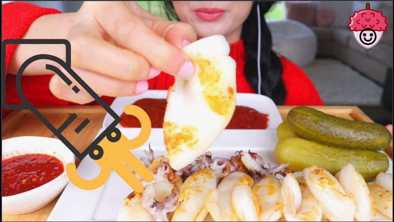 ASMR BABY SQUID GRILLED | EATING SOUNDS | NO TALKING - YouTube