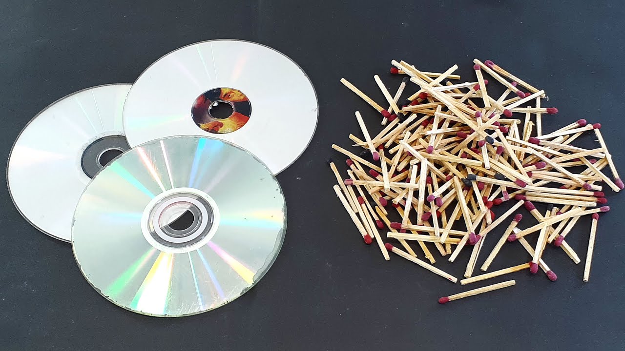 OLD CD DISC MATCHSTICK CRAFTING AMAZING CRAFT IDEA DIY ARTS AND old-cd-disc-matchstick-crafting-amazing-craft-idea-diy-arts-and
