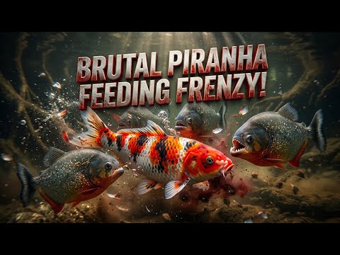 Brutal Piranha Feeding Frenzy 😱🐟 | Hungry Piranhas Attack Giant Koi!