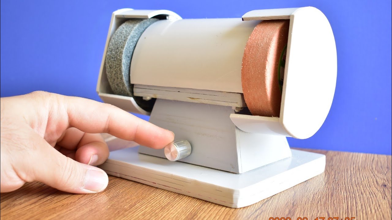 Homemade Mini Bench Grinder With PVC - YouTube
