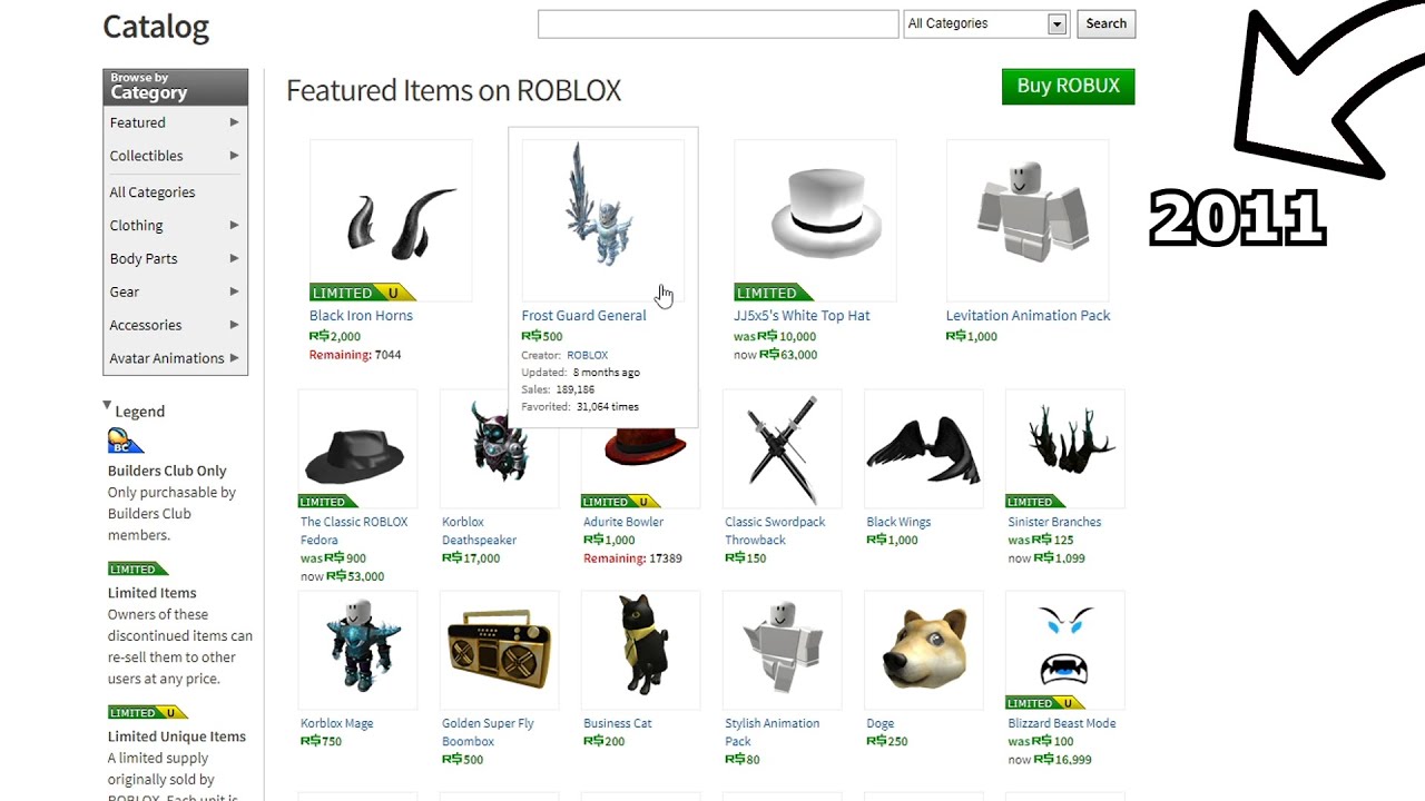 How the Roblox catalog in 2011! - YouTube