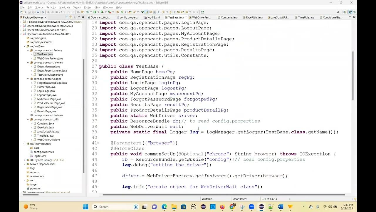 WebDriver HybridFramework Baseclass Listeners Explanation May 22 2023 - YouTube