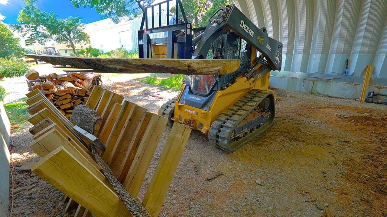 Cutting Sawmill Slabs for Firewood - YouTube