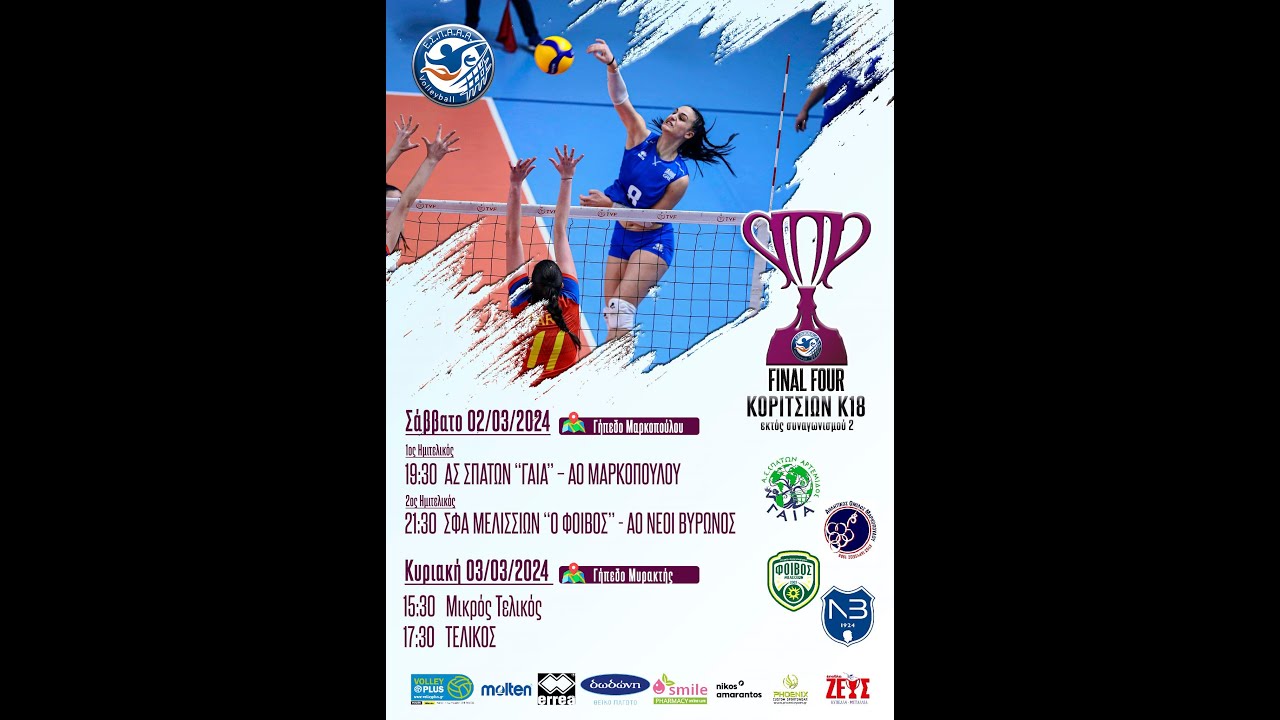 ΓΑΙΑ ΣΠΑΤΩΝ vs ΑΟ ΜΑΡΚΟΠΟΥΛΟΥ | ΗΜΙΤΕΛΙΚΟΣ FINAL-4 ΚΟΡΑΣΙΔΩΝ-2 ΕΣΠΑΑΑ ...