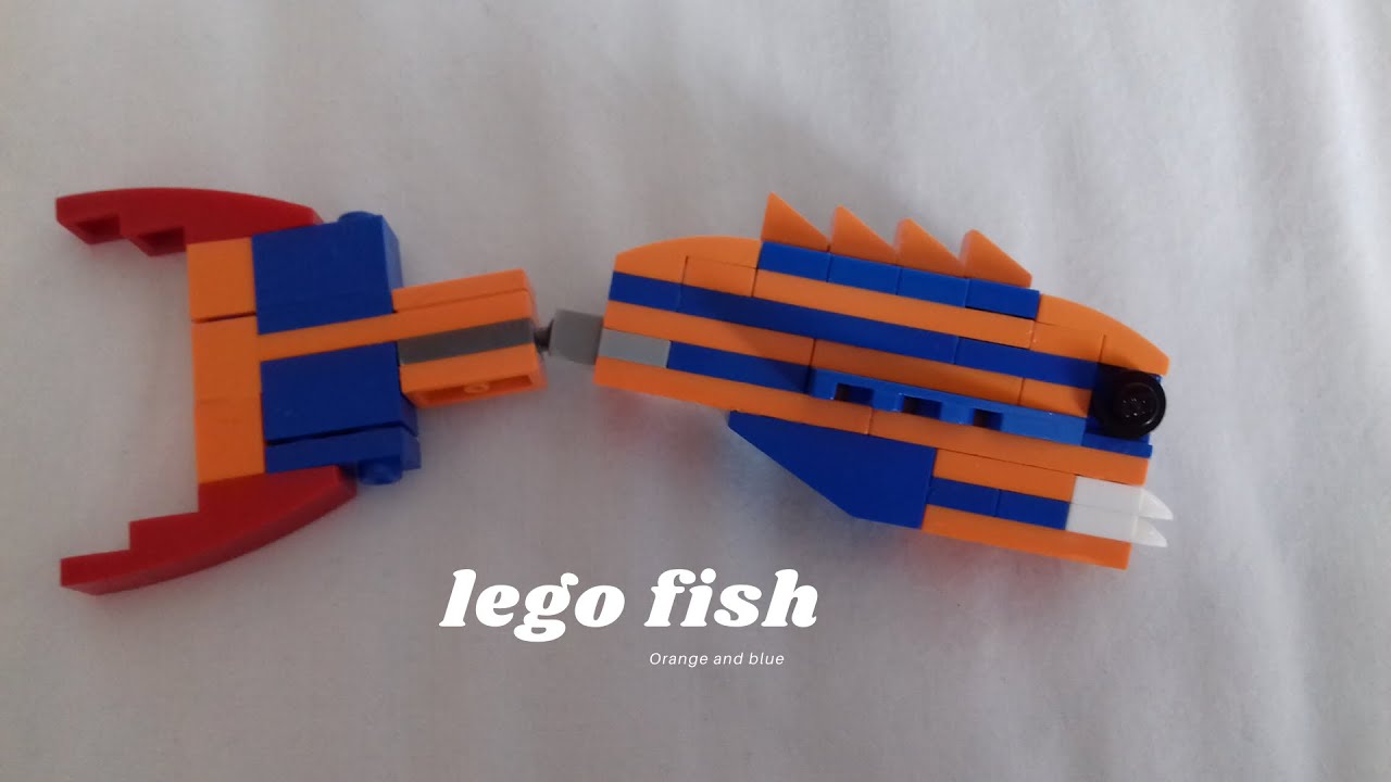 Blue and orange lego fish - YouTube
