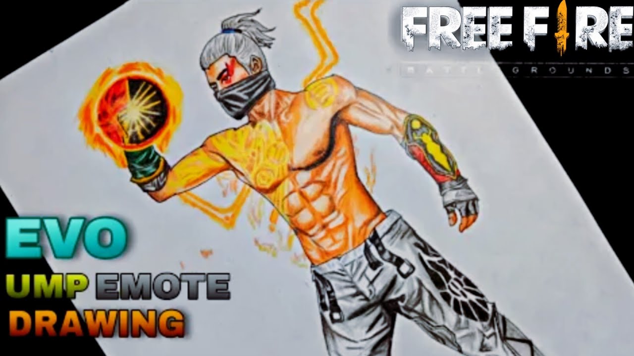 EVO UMP EMOTE DRAWING ️ || free fire drawings || costom bundle drawing ...