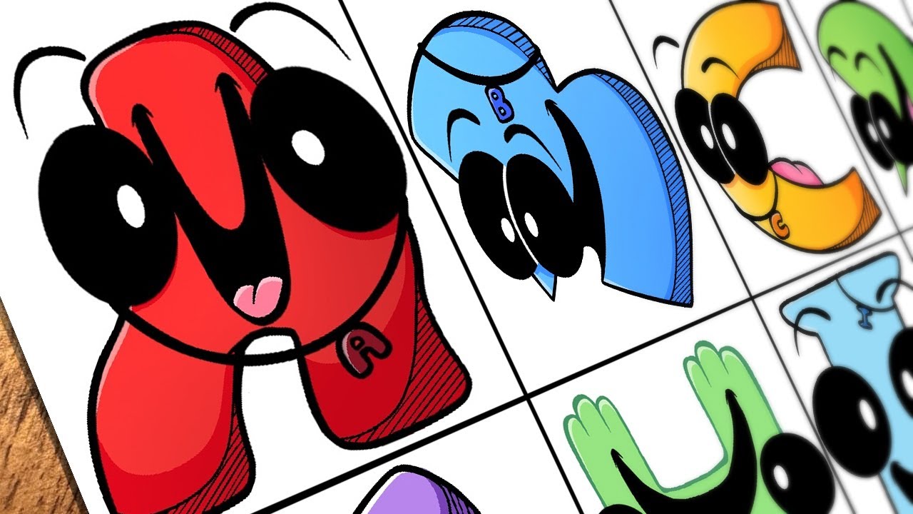 Drawing Alphabet Lore but SMILING CRITTERS (A-L) / How to draw Alphabet ...