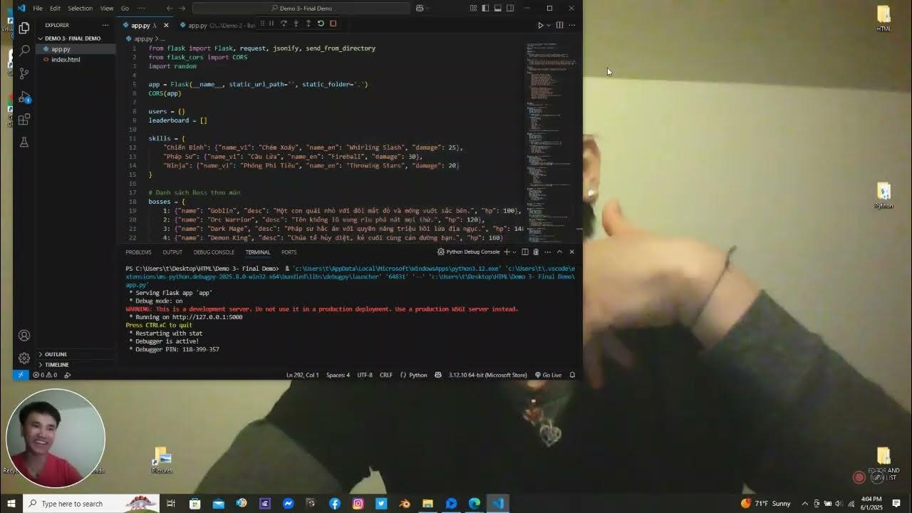 Demo Thứ 2 Của Game RPG Phát Triển #coding #python #html - YouTube