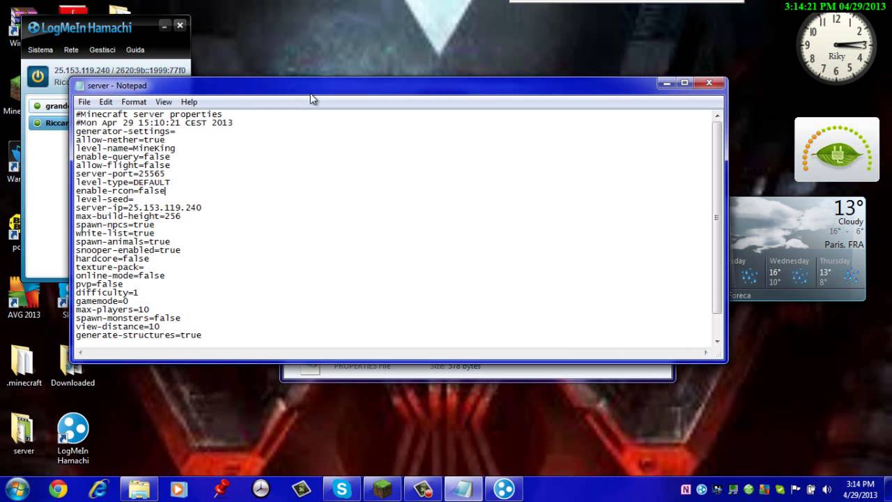 Tutorial su come creare un server multiplayer per Minecraft sp con hamachi) - YouTube