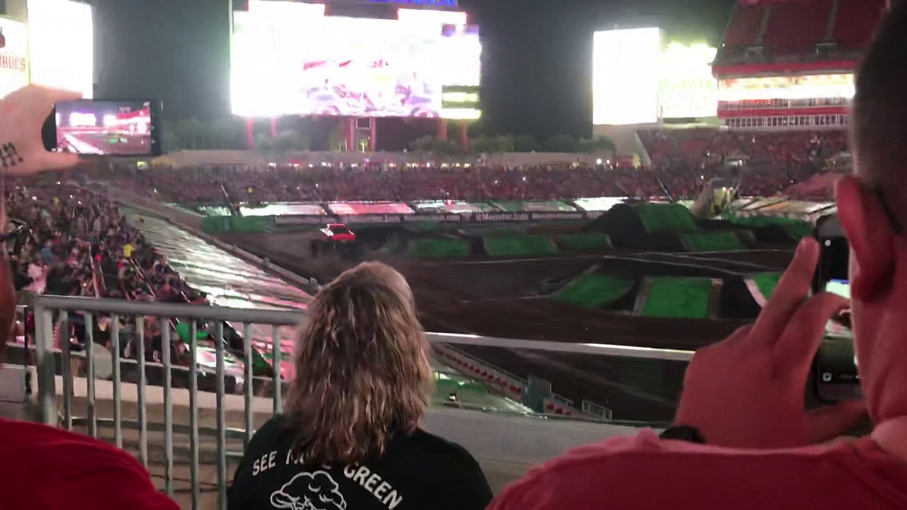 Monster jam entering stadium - YouTube