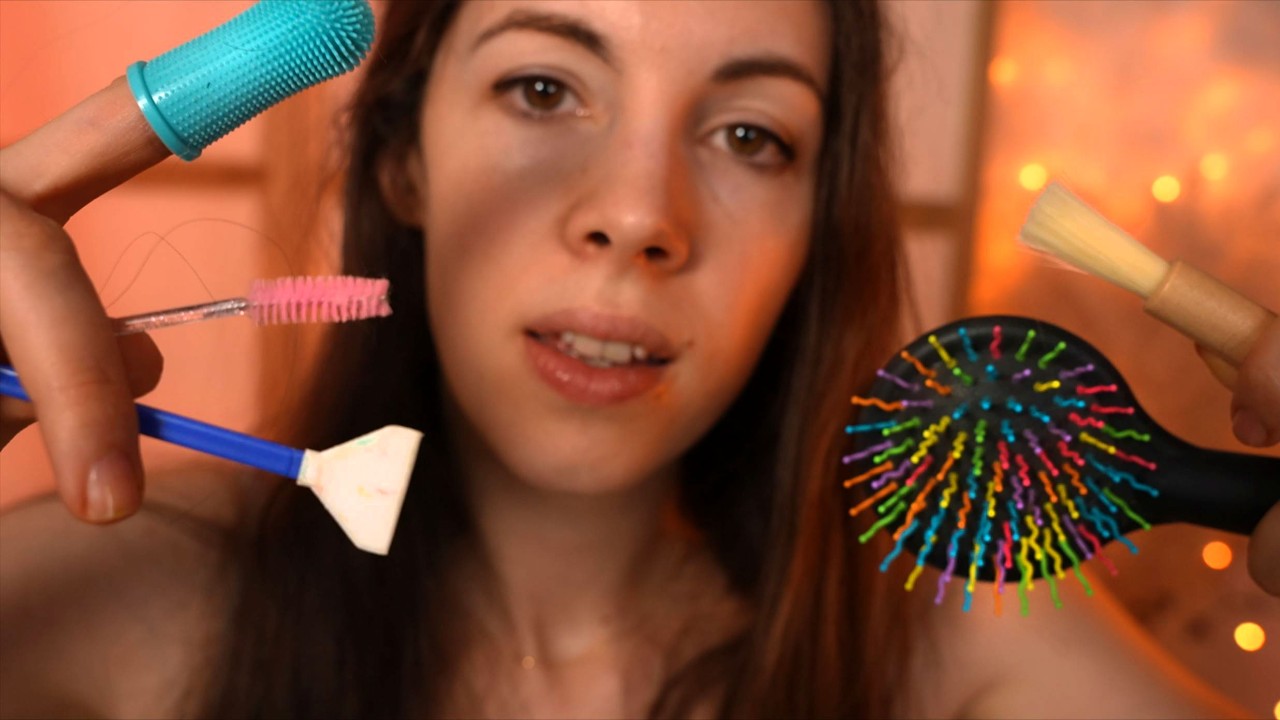 ASMR Brushing Your Ears, Hair & Face - YouTube