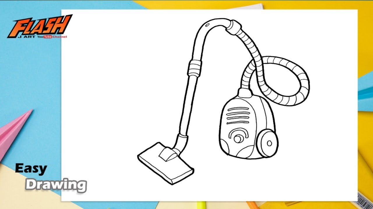 how to draw vacuum cleaner step by step - YouTube