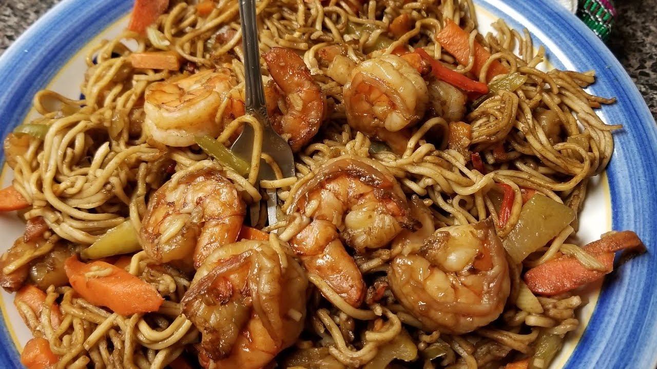 como preparar chomin con camarones - YouTube