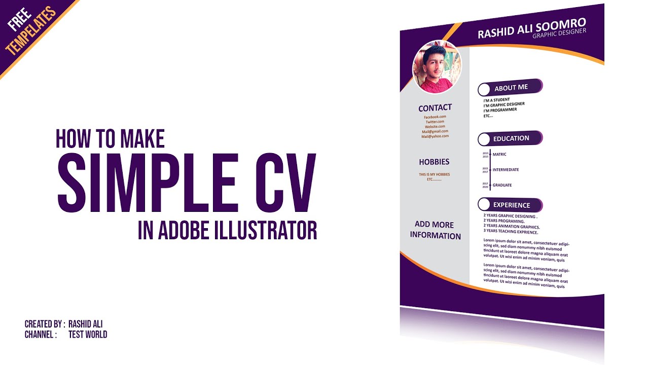Adobe Illustrator training, make graphical modern cv (learn at your Own ...