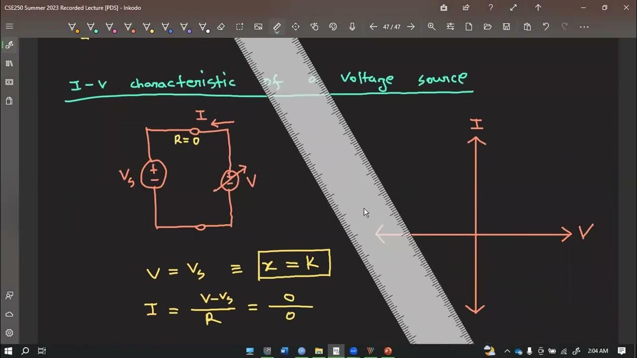 4(a). I-V Characteristics of Linear Circuit Elements | CSE250 Summer'23 - [PDS] - YouTube