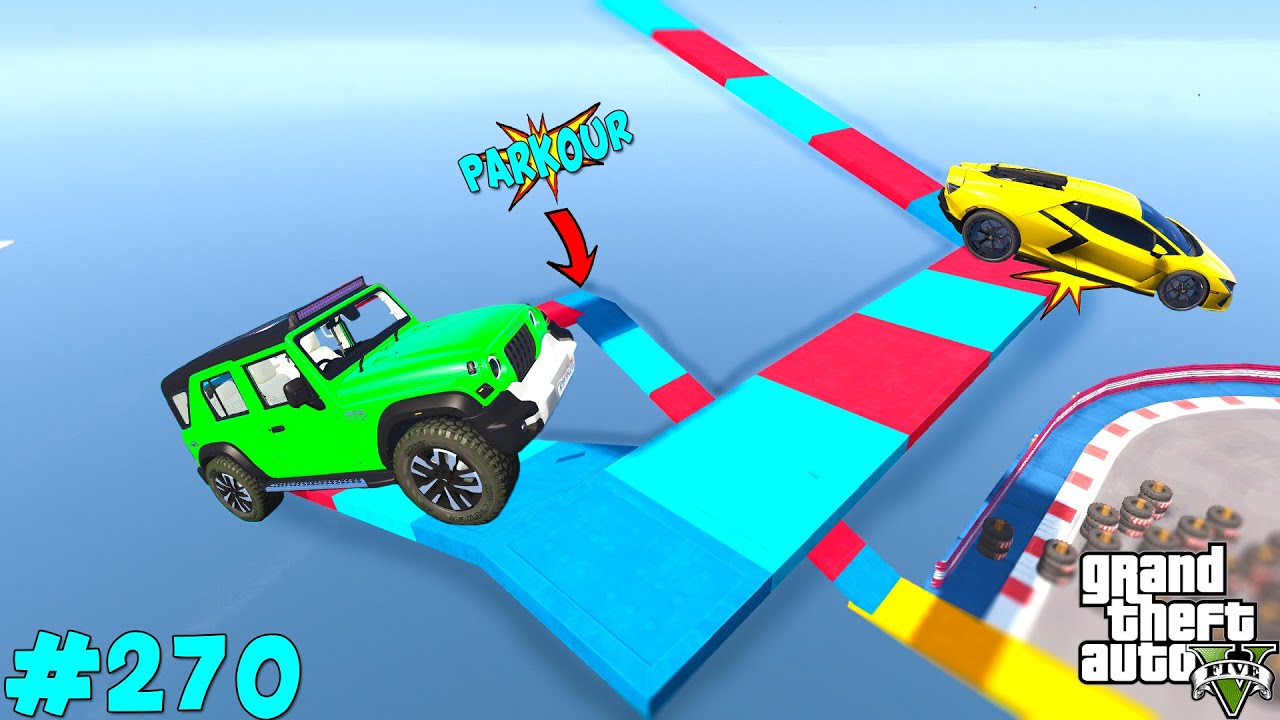 How Franklin Survive Impossible Parkour Mega Ramp Challenge In Gta5 ...