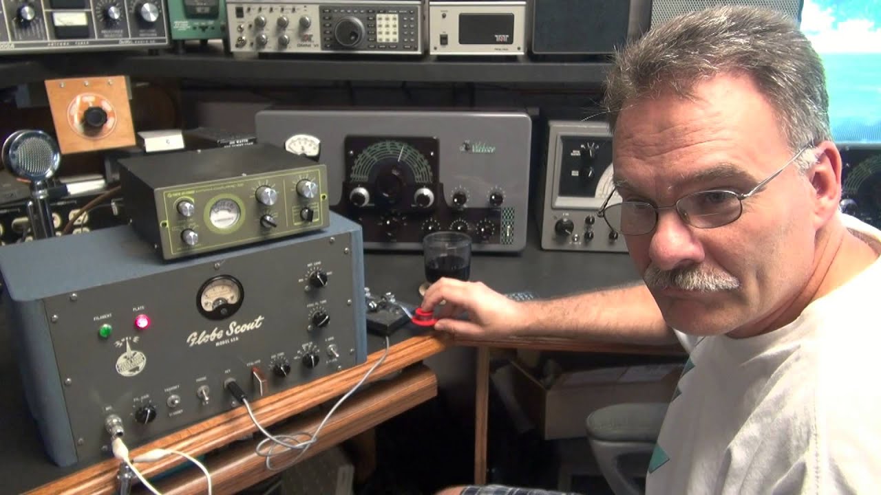 WRL Globe Scout 65a AM CW Tube Transmitter Ham Radio live Demo - YouTube