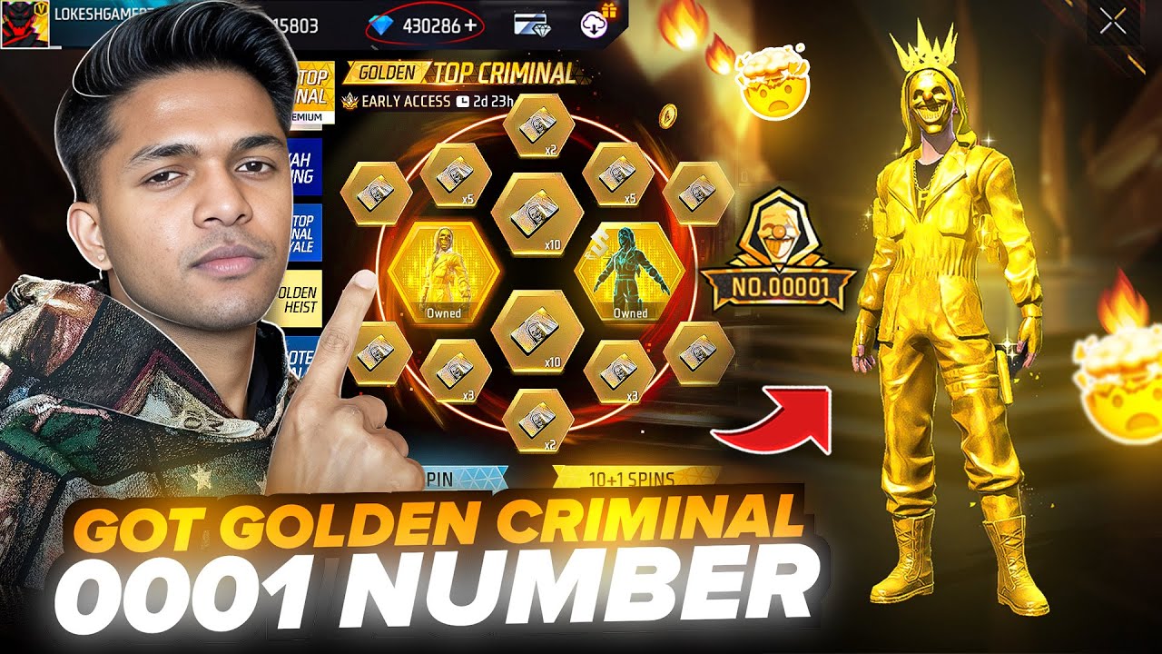 Got Golden Criminal 0001 Number 😱 Garena Free Fire - YouTube