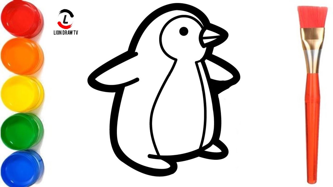 How to Draw penguin drawing, Painting and Coloring for Kids & Toddlers ...