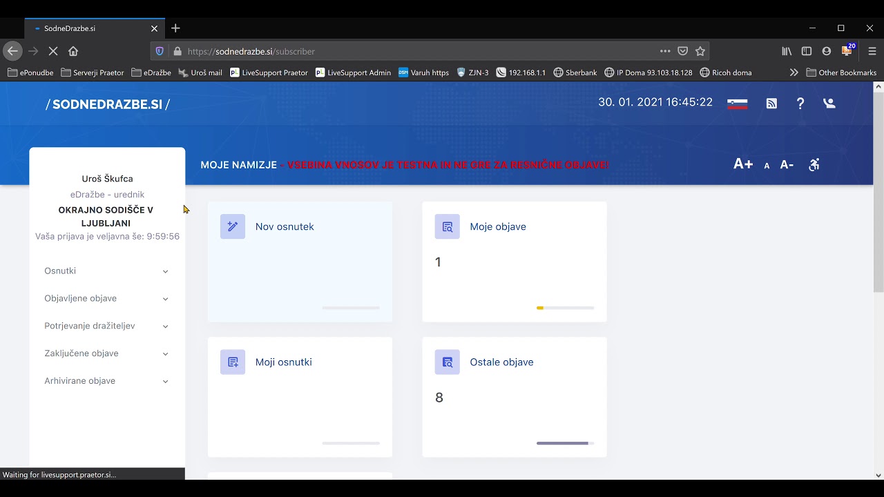 Prijava v sistem preko portala e-Sodstvo in odjava - YouTube