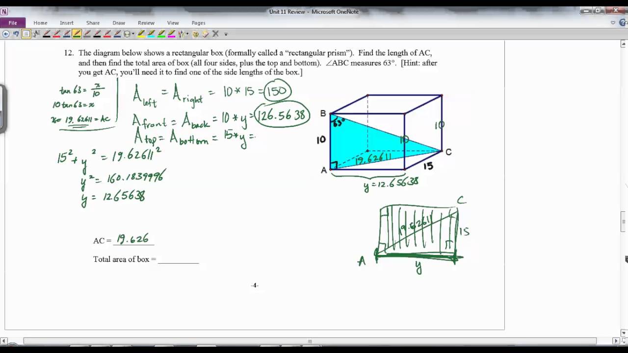 Geometry - Unit 11 Review #12, 13 - YouTube