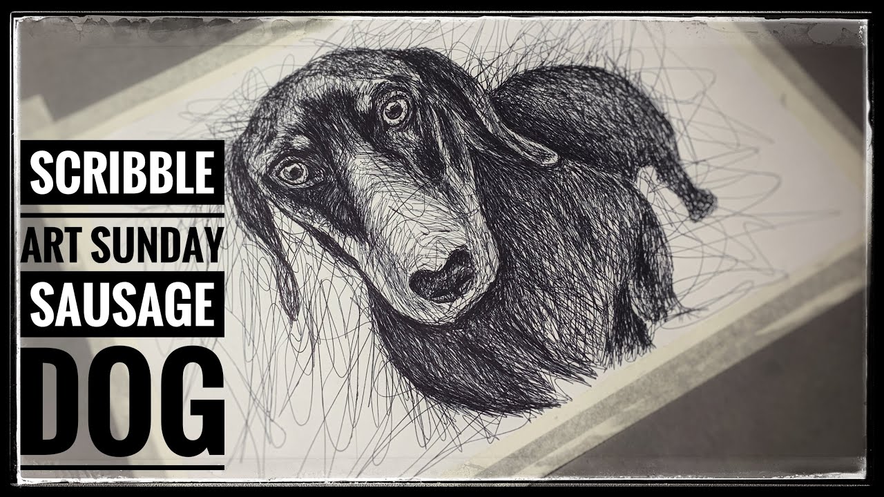 How to Draw Scribble art | Adorable Sausage Dog ( You'll love him ...