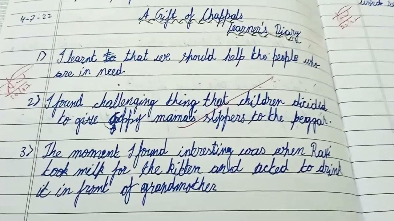 @ncert class 7 english Gift of chappals learner's diary. - YouTube
