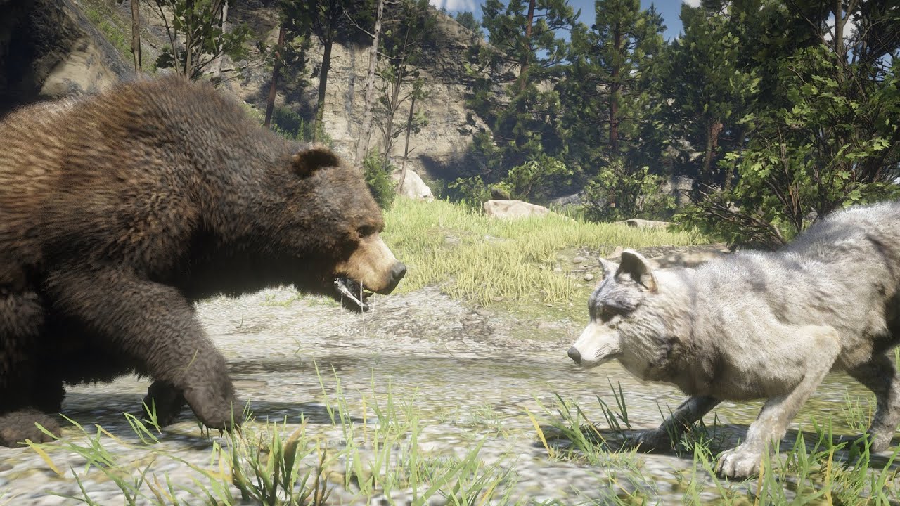 WOLF VS BEAR (Red Dead Redemption 2 Mods) - YouTube