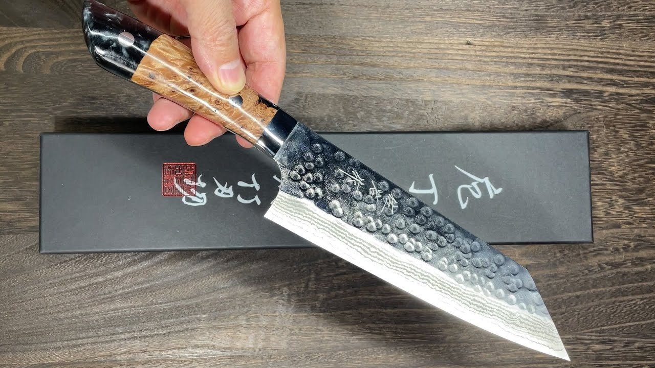 Takeshi Saji SRS13 Damascus Bunka Knife 180mm Bottle-Green Stabilized ...