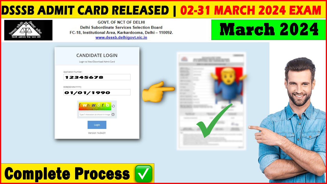 DSSSB Admit Card Released 2024 | 02-31 March 2024 Exam | DSSSB Exams ...
