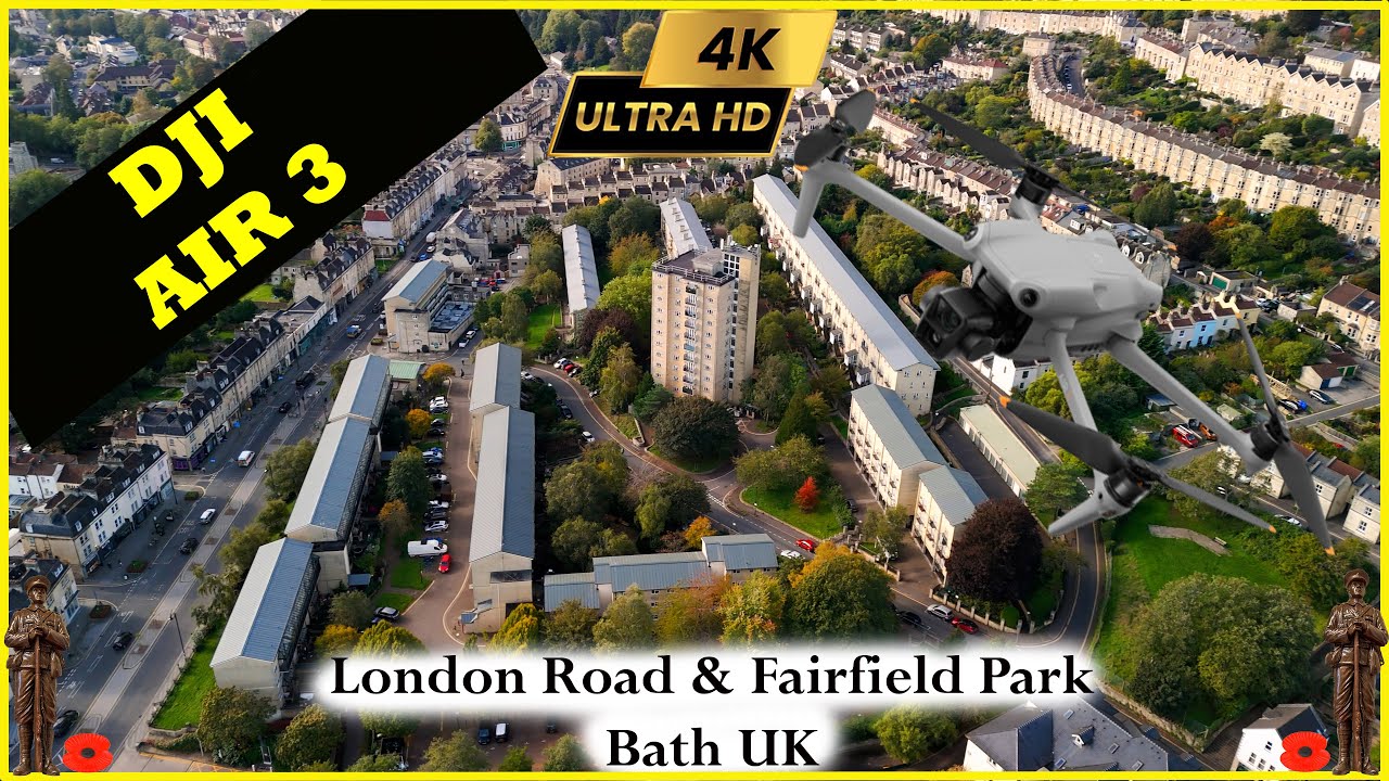 London Road & Fairfield, Bath UK with a DJI Air 3 - YouTube