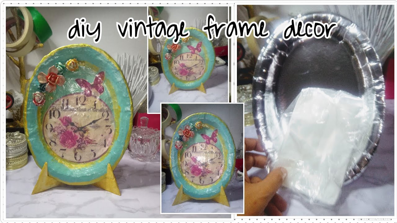 Diy vintage frame decor using paper plate - YouTube