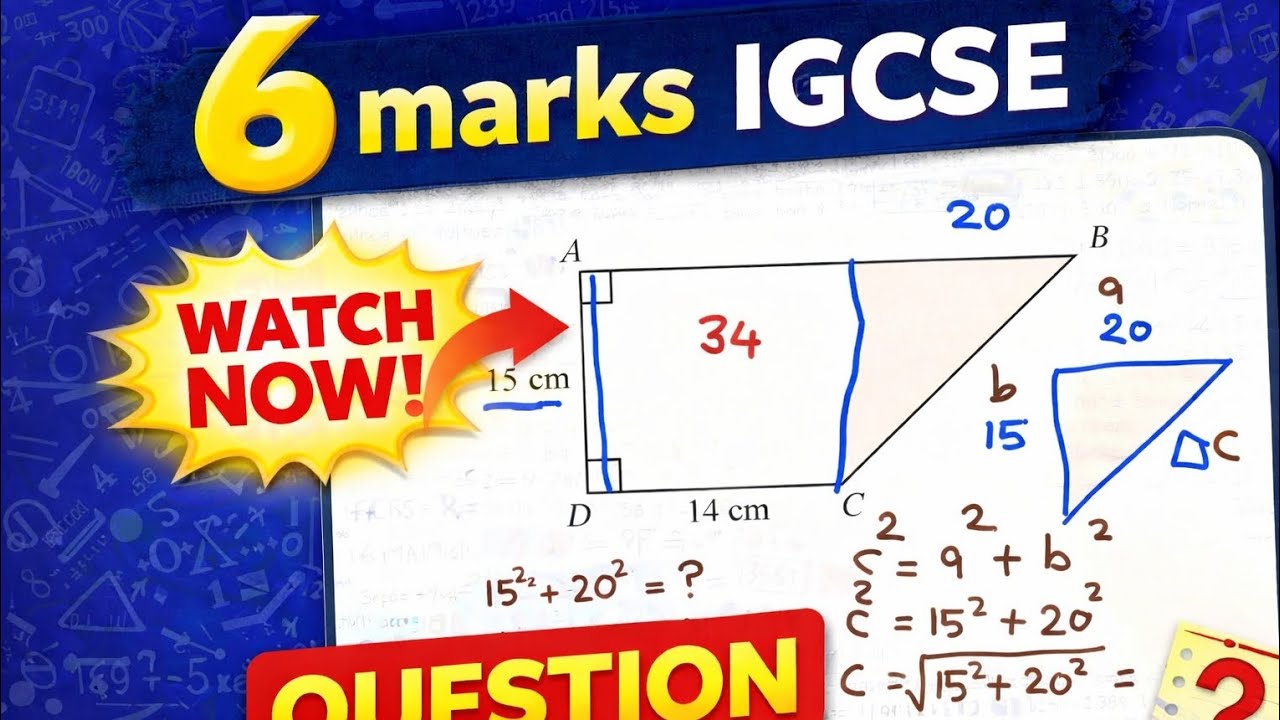 6 Marks IGCSE Question | Trapezium Area, Pythagoras & Perimeter ...